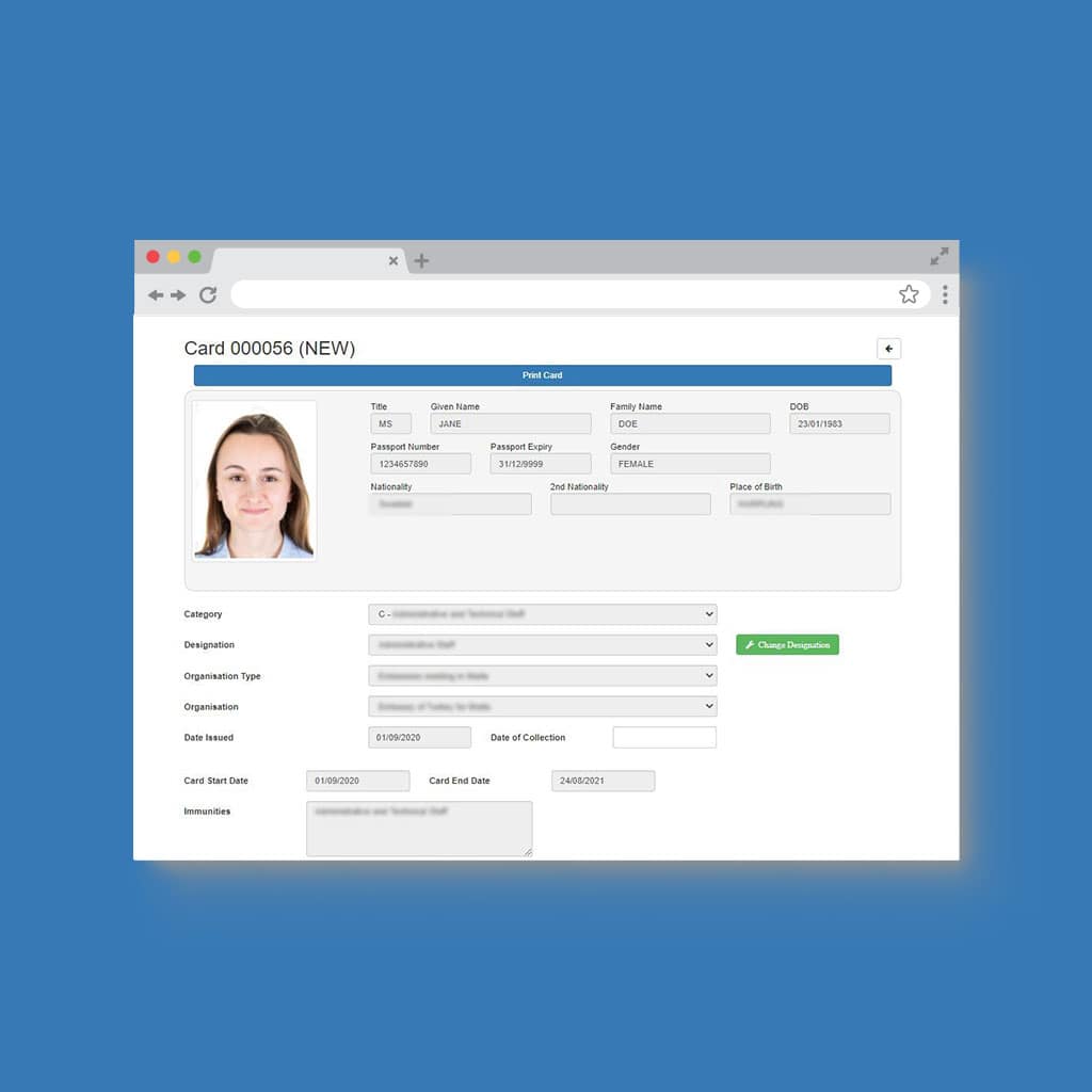 Diplomatic Card Management System - 2i Global Network
